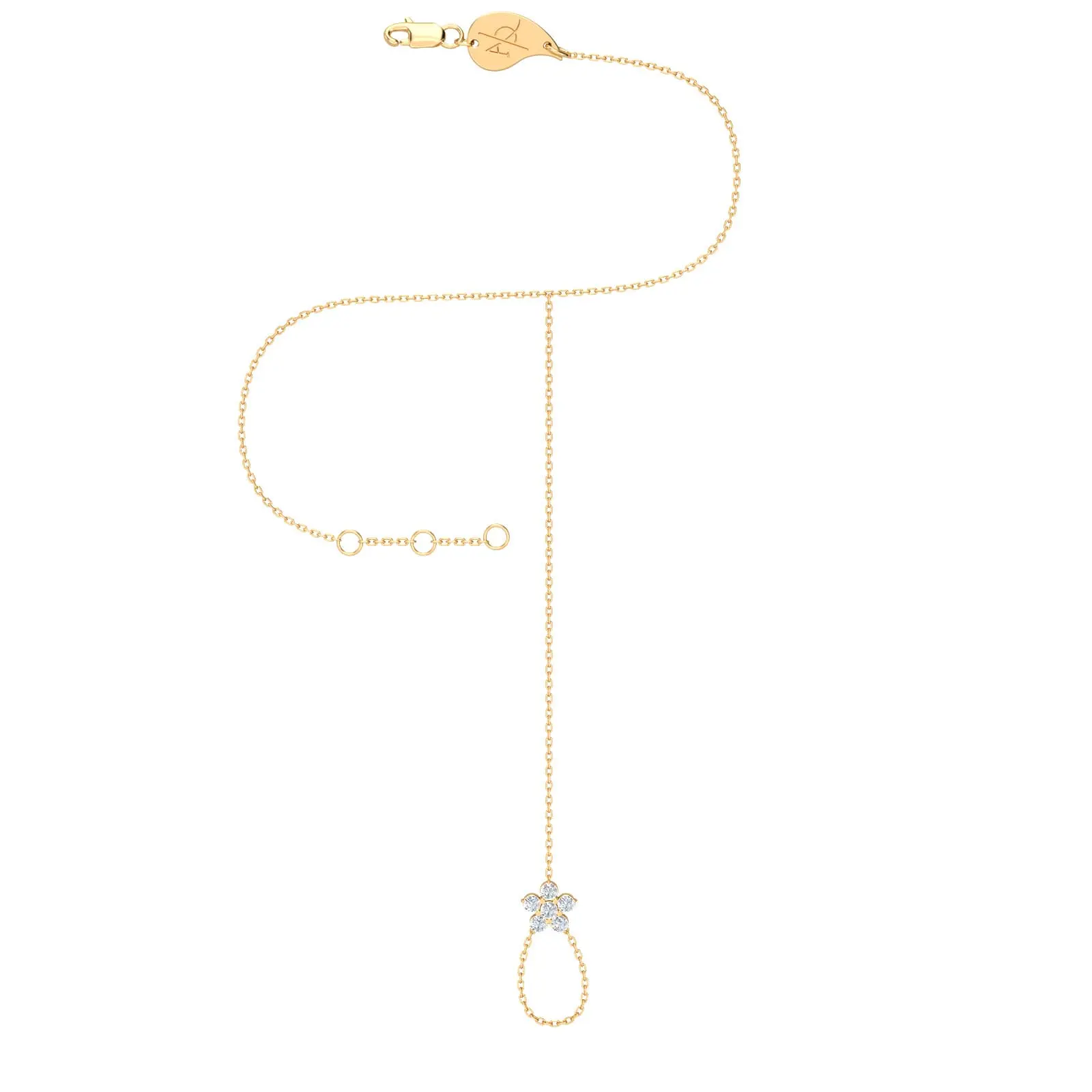 Fairy Flower Uno Hand Chain - 18K Gold and Diamond