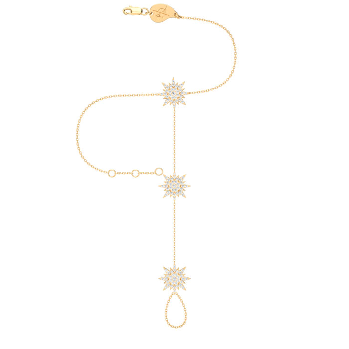 Fairy Flower Uno Hand Chain - 18K Gold and Diamond