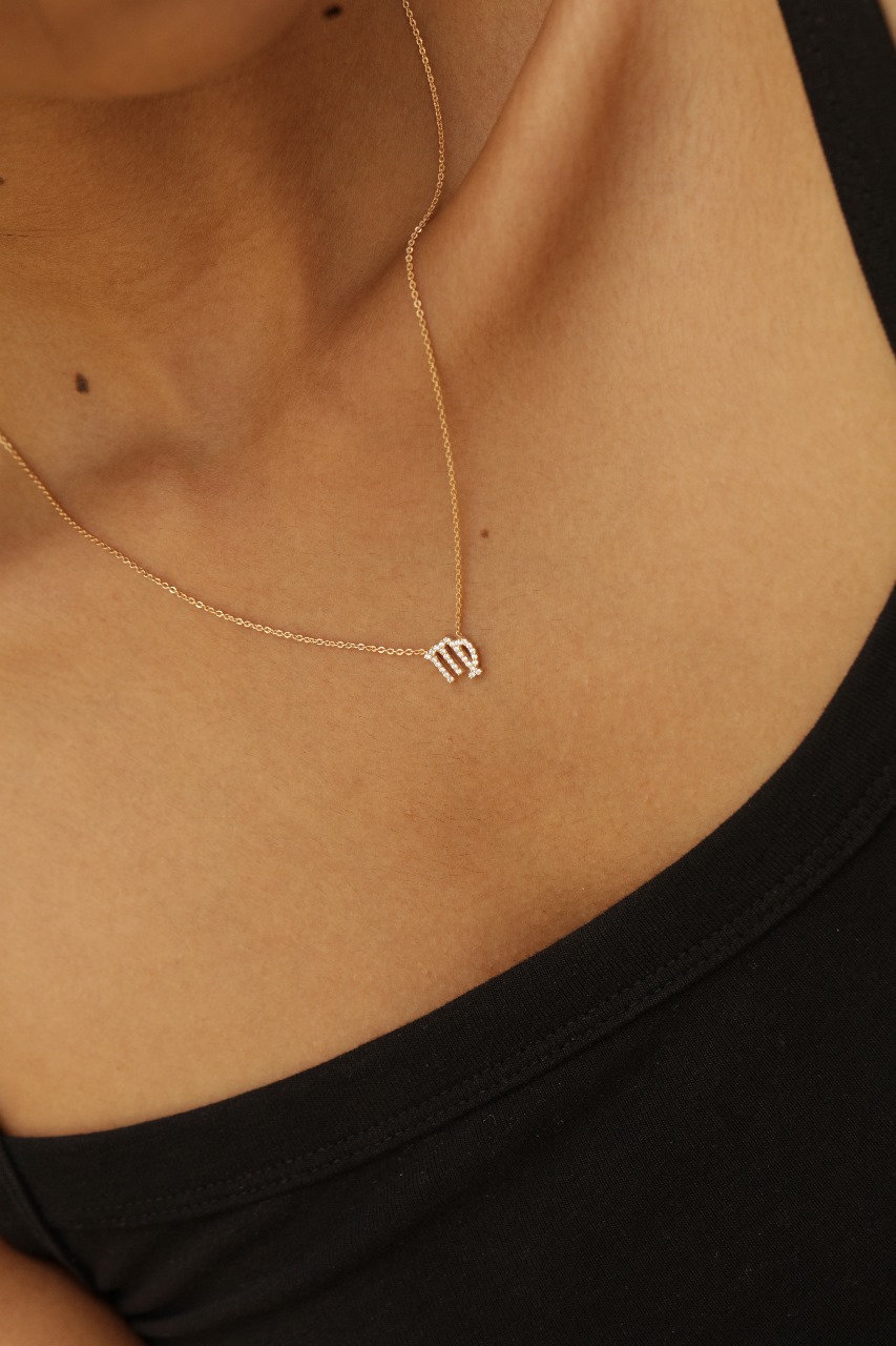 Diamond Zodiac Sign Necklace - 18K Gold Zodiac Necklace