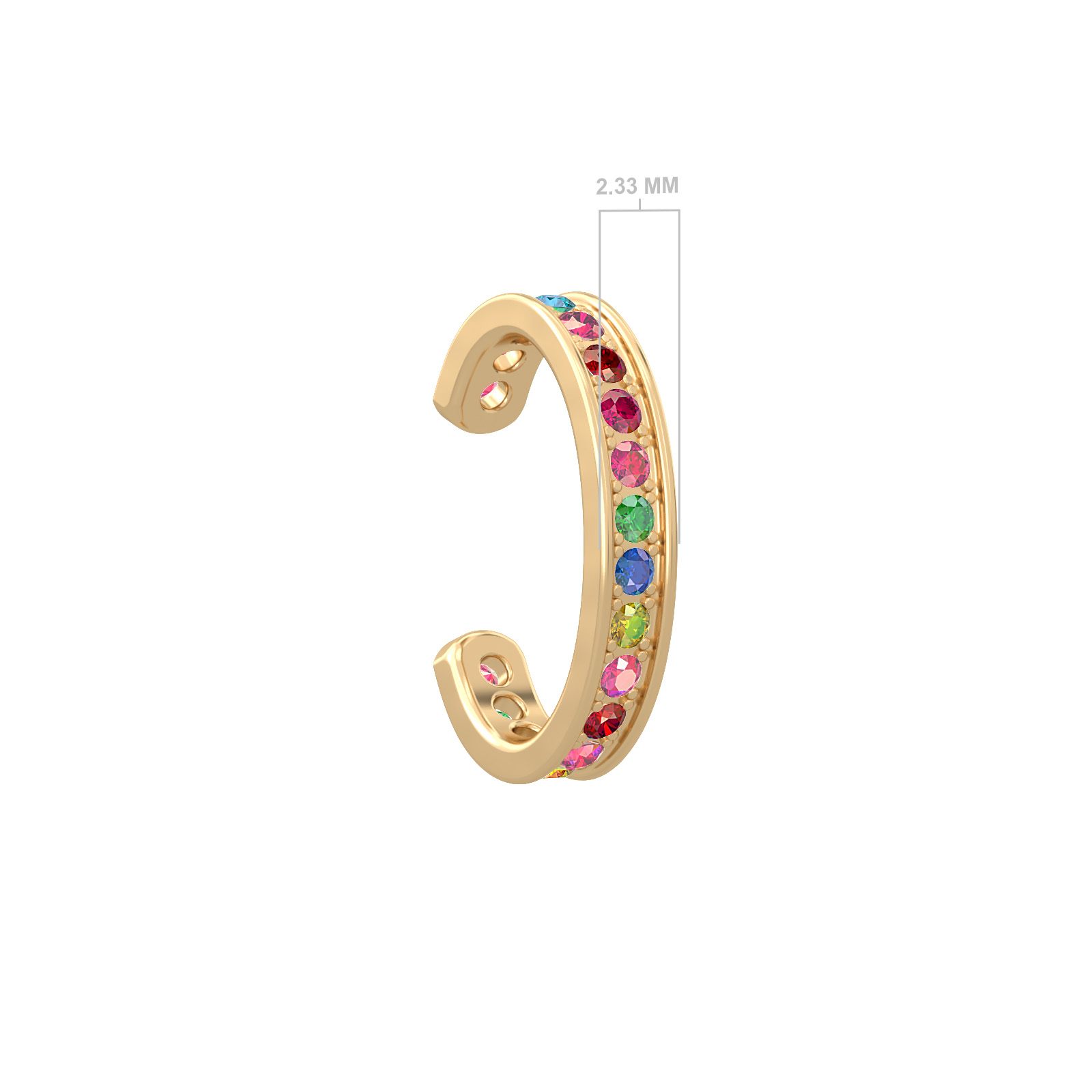 Single Line Color Stone Cuff Earring