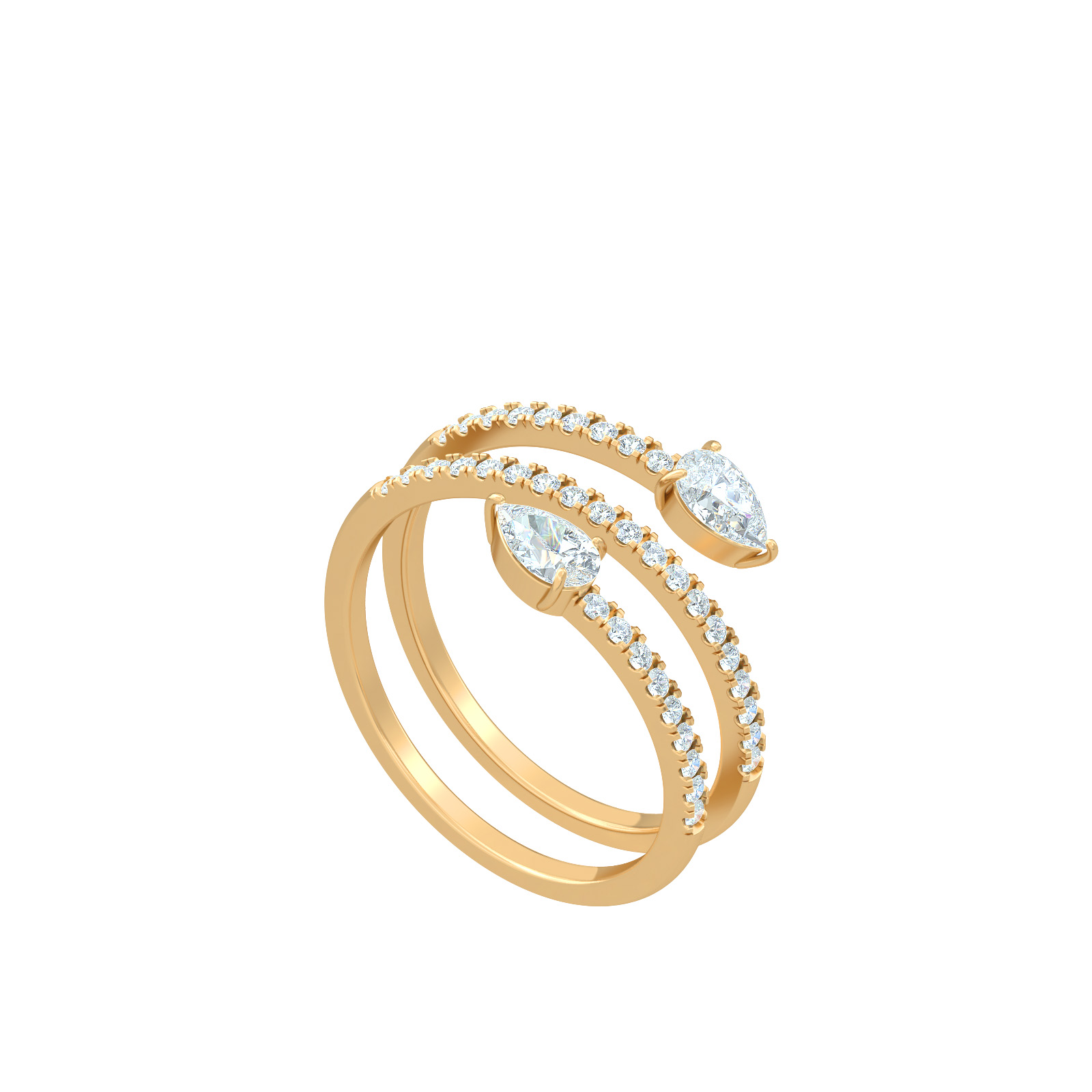 Pear Cut Snake Ring - Pear Snake Ring 18k Gold