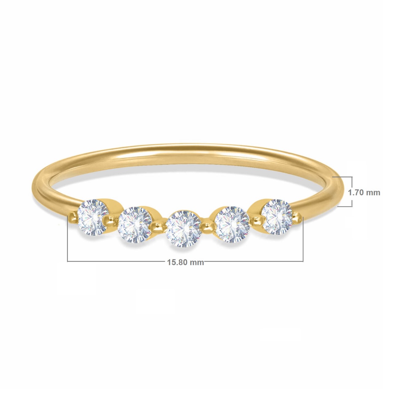 5 Diamond Ring - Saffron Ring 18k Gold