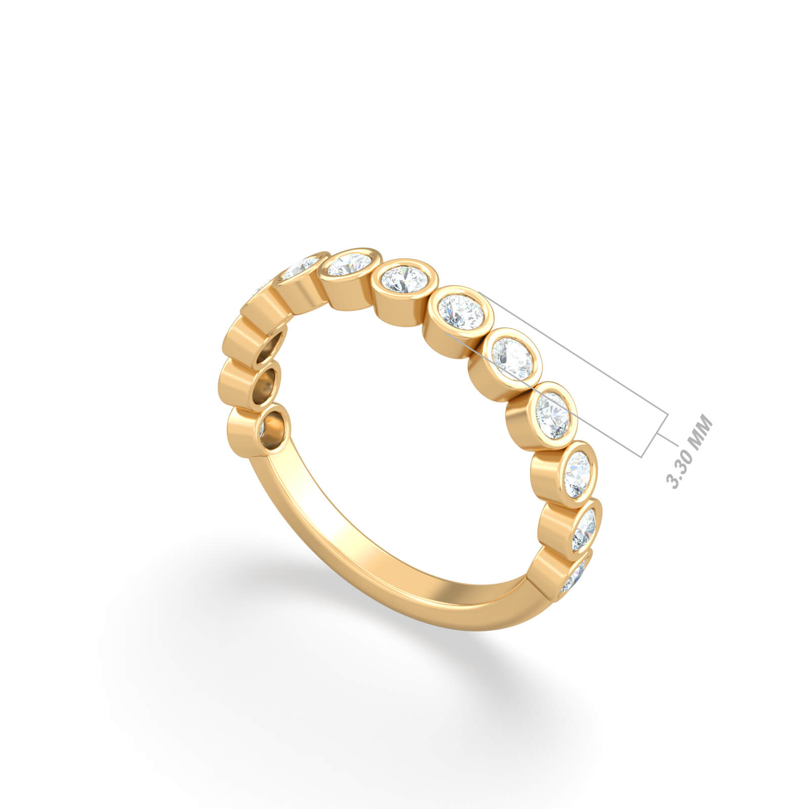 Half Diamond Wedding Band - Half Circle Diamonds Wedding Band