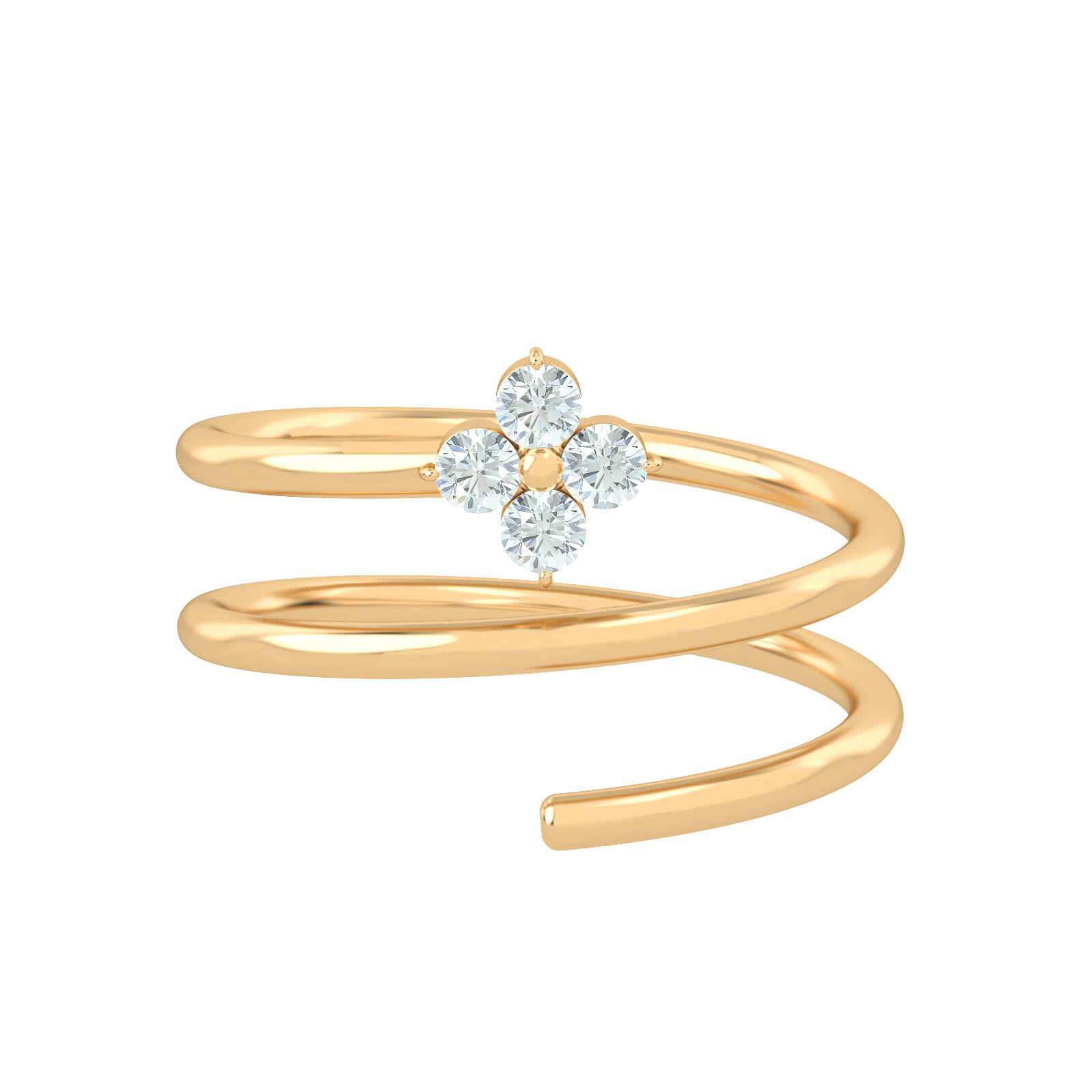 Diamond Flower Ring - Curly Fairy Ring 18k Gold