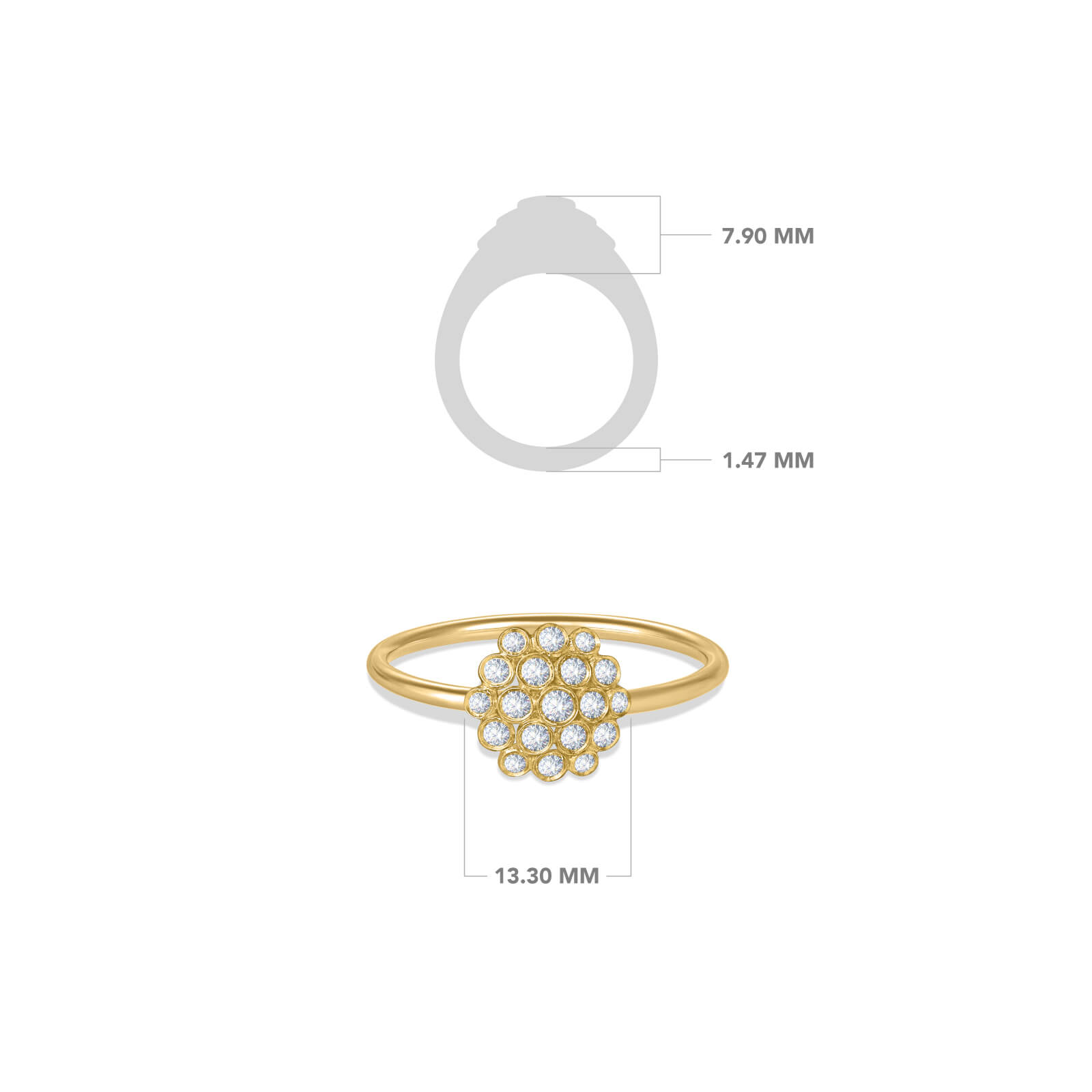 Diamond Cushion Ring - Josephine Ring 18k Gold