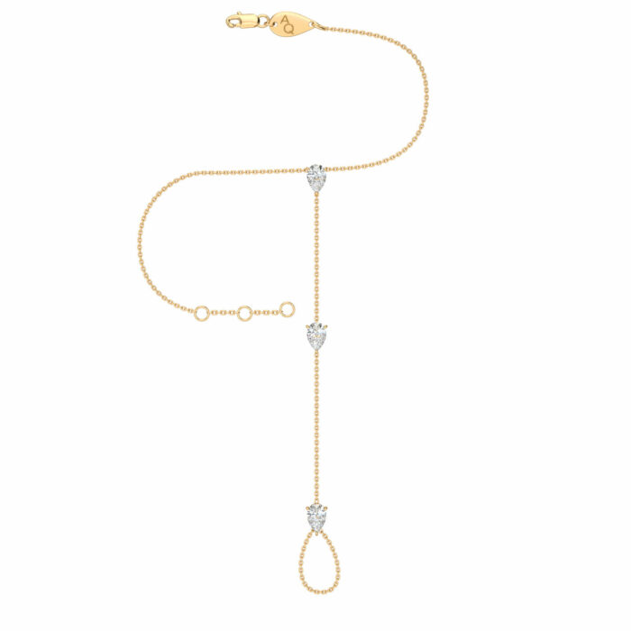Pear-Cut Hand Chain - 18K Gold and Diamonds Jewelry
