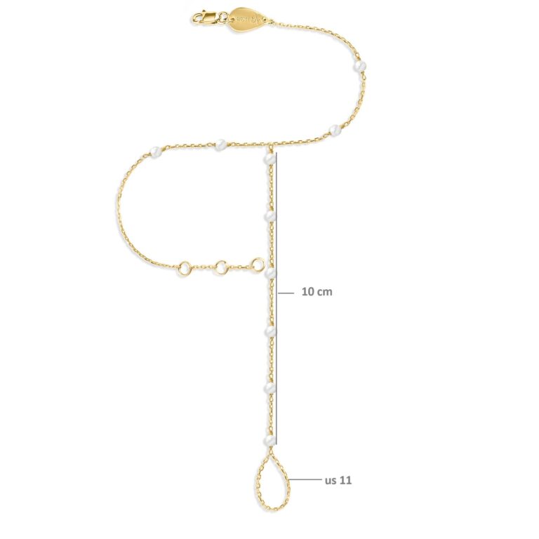 Pearl Hand Chain - Delicate 18K Gold Hand Chain with Mini Pearls