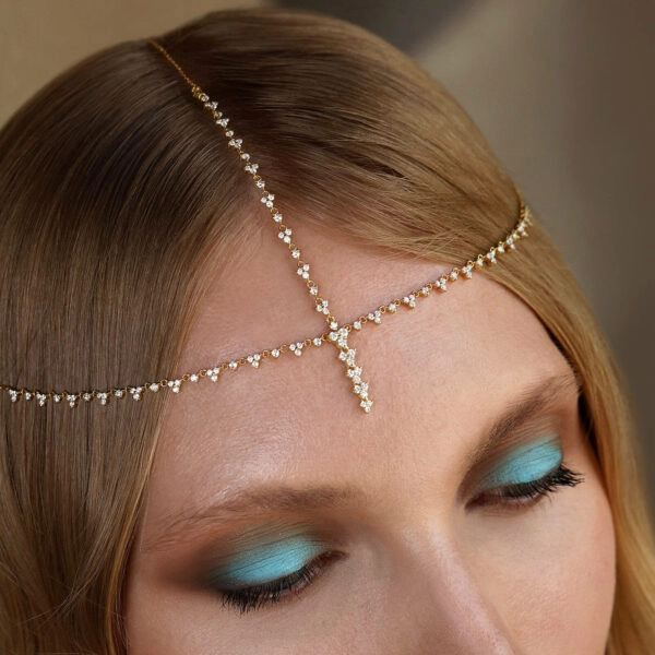 Diamond Gold Headpiece - Britney Head Piece in 18K Gold