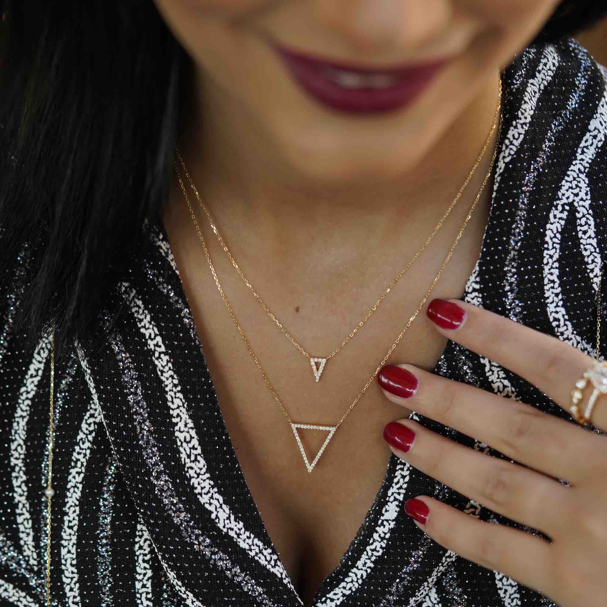 Diamond Inverted Triangle Necklace - Xtreme Necklace 18K Gold