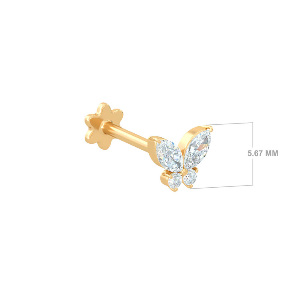 Diamond Butterfly Piercing - Butterfly Nostril Piercing